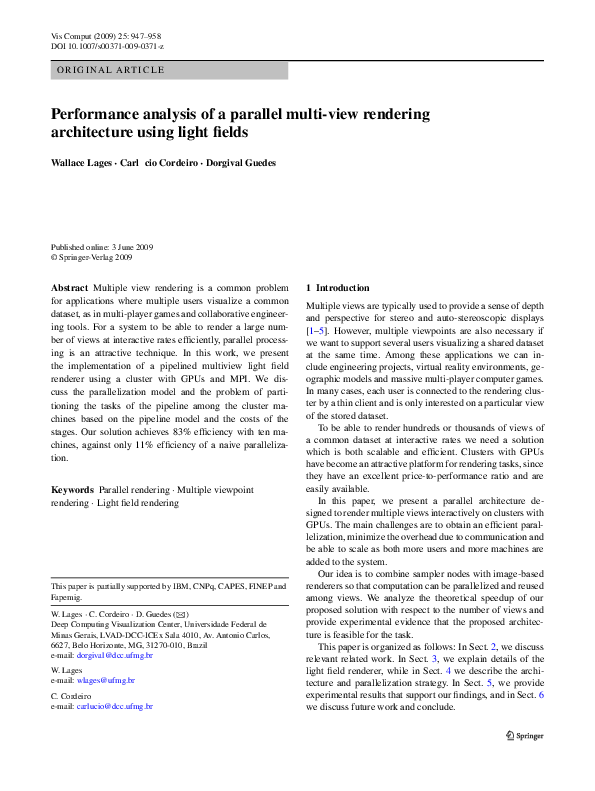 Pdf Performance Analysis Of A Parallel Multi View Rendering