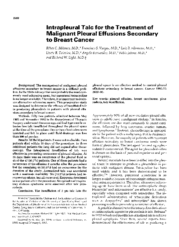 (PDF) Intrapleural talc for the treatment of malignant pleural ...