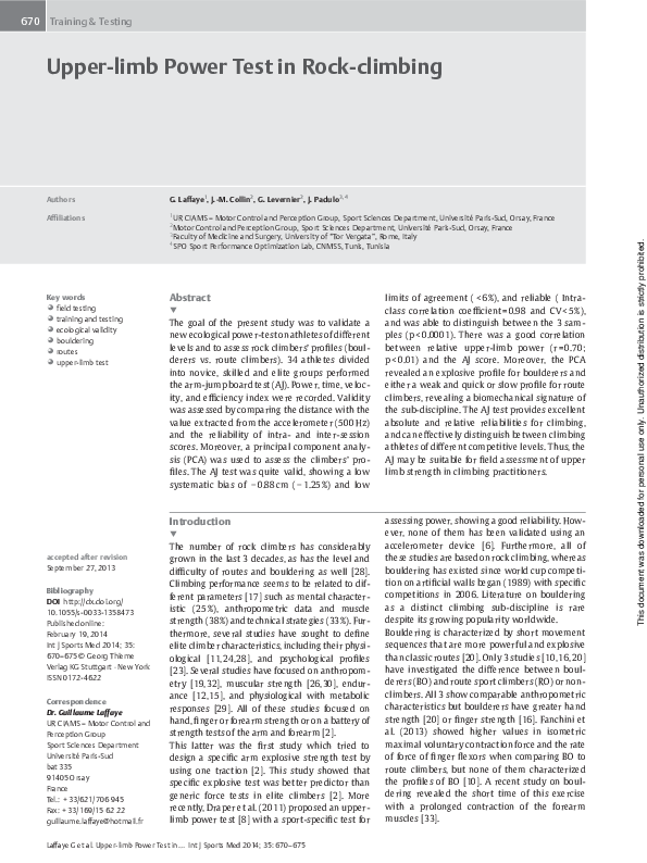Upper-limb Power Test in Rock-climbing