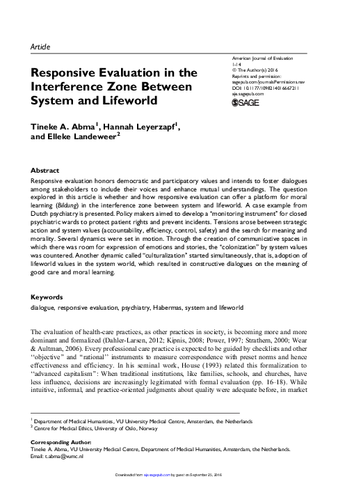 (PDF) Responsive Evaluation in the Interference Zone Between System and ...