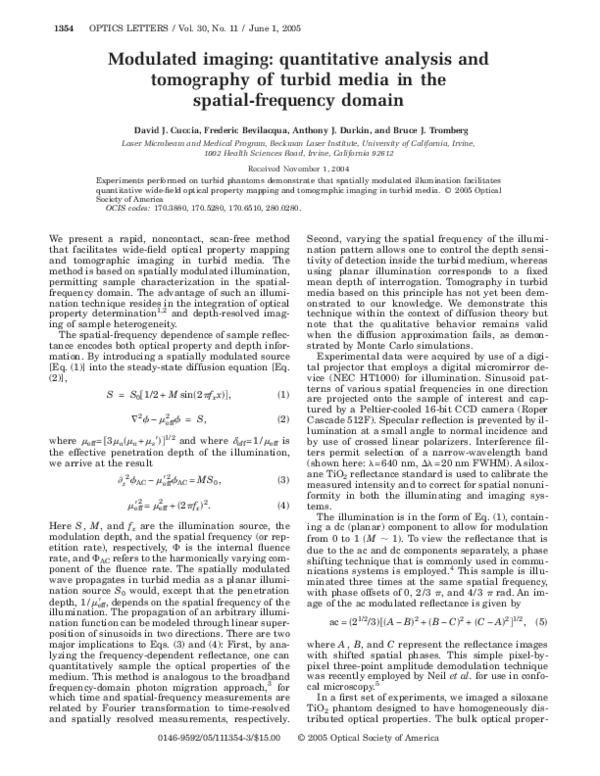 (PDF) Modulated imaging: quantitative analysis and tomography of turbid media in the spatial ...