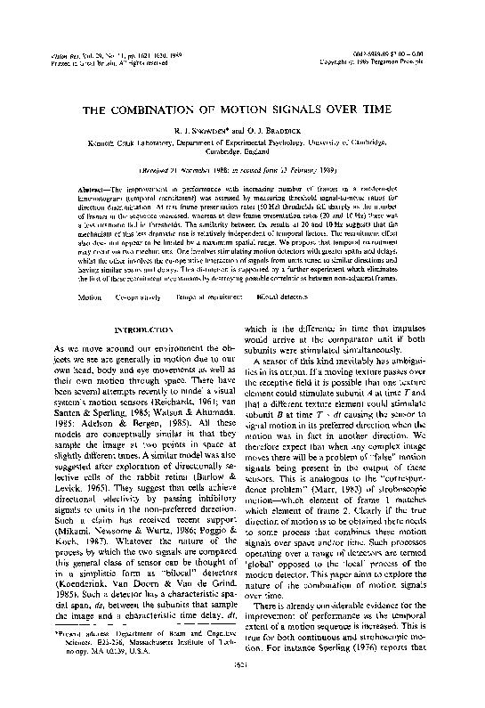 (PDF) The combination of motion signals over time