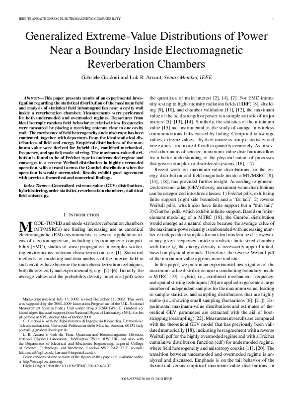 (PDF) Generalized Extreme-Value Distributions of Power Near a Boundary Inside Electromagnetic ...