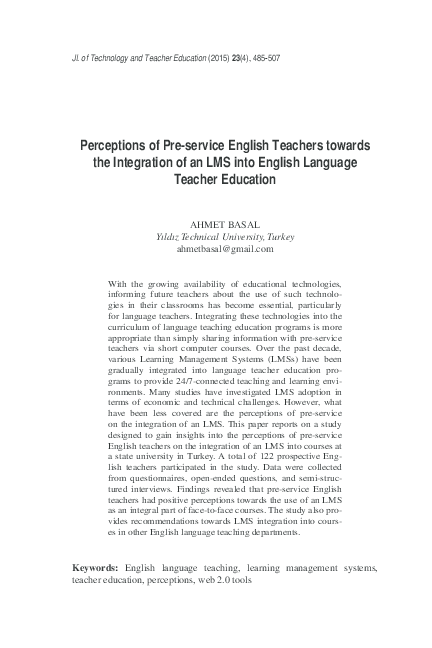 (PDF) Perceptions of Pre-service English Teachers towards the ...