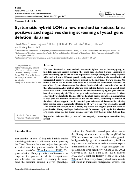 (PDF) Systematic hybrid LOH: a new method to reduce false positives and ...