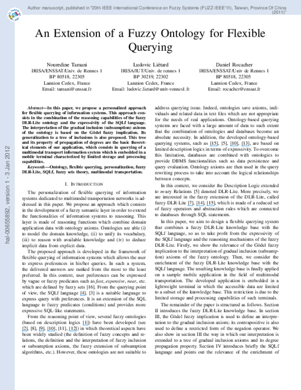 (PDF) An extension of a fuzzy ontology for flexible querying