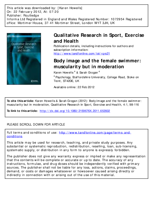 (PDF) Body image and the female swimmer: muscularity but in moderation