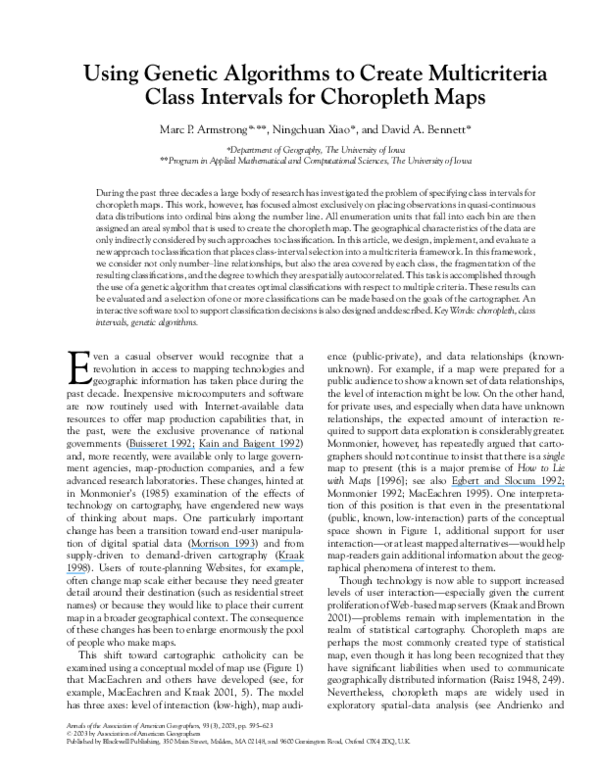 (PDF) Using Genetic Algorithms to Create Multicriteria Class Intervals for Choropleth Maps