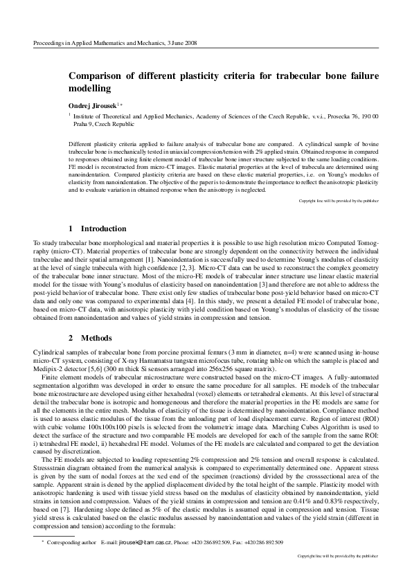 (PDF) Comparison of different plasticity criteria for trabecular bone ...