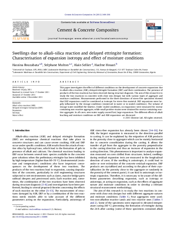 (PDF) Swellings due to alkali-silica reaction and delayed ettringite ...