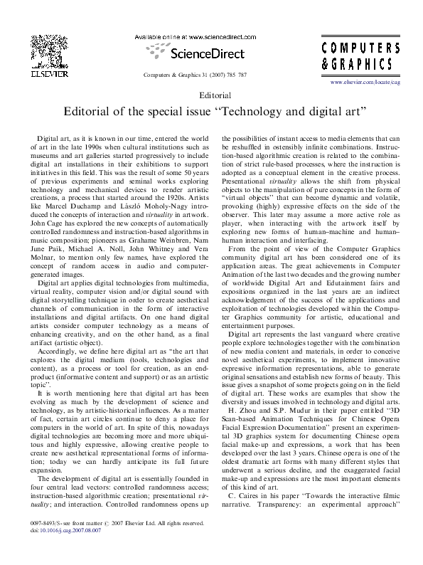 (PDF) Editorial of the special issue "Technology and digital art