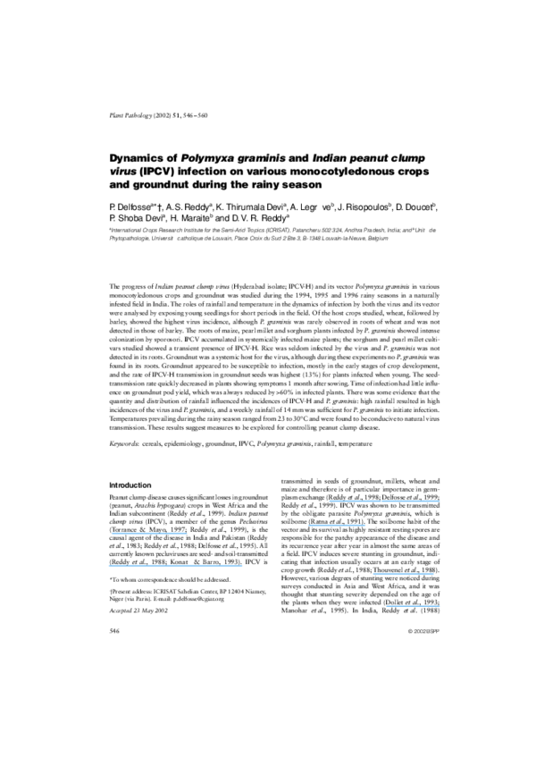 (PDF) Dynamics of Polymyxa graminis and Indian peanut clump virus (IPCV ...