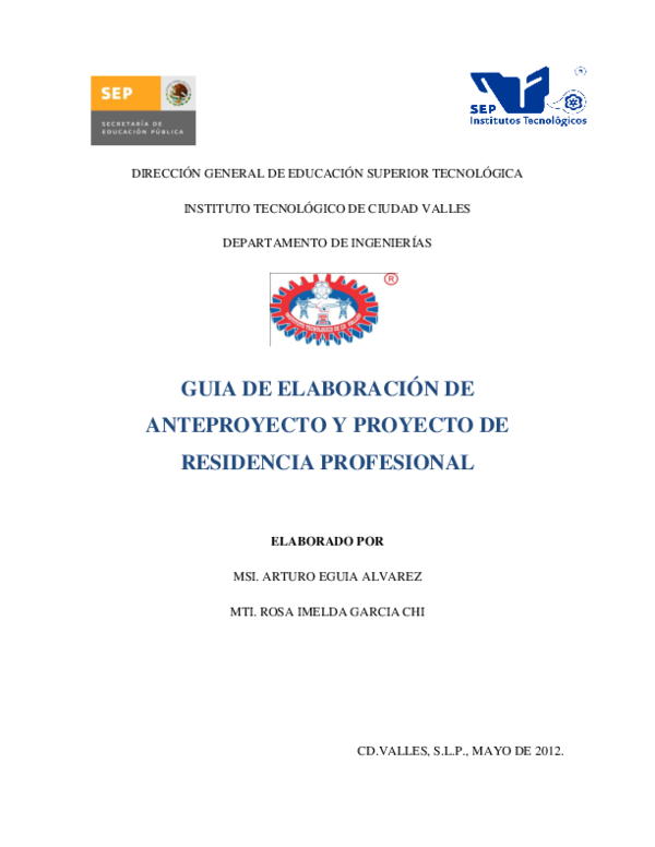 (PDF) GUIA DE ELABORACIÓN DE ANTEPROYECTO Y PROYECTO DE RESIDENCIA PROFESIONAL