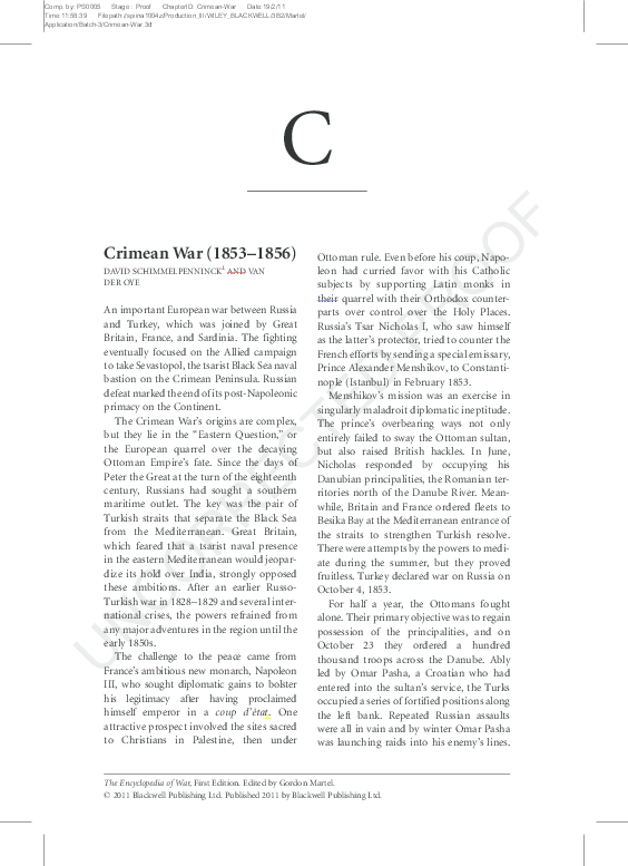 (PDF) The Crimean War (1854-56)