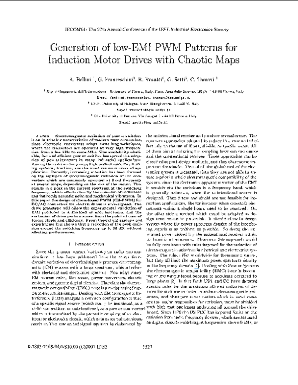 Pdf Generation Of Low Emi Pwm Patterns For Induction Motor Drives
