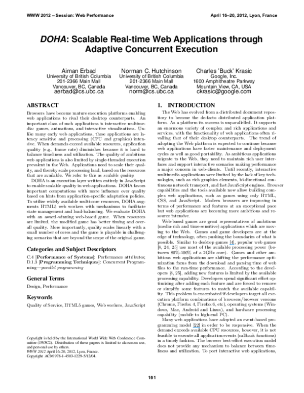 Pdf Doha Scalable Real Time Web Applications Through Adaptive Concurrent Execution