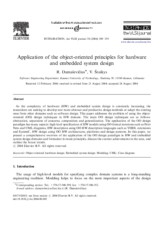 (PDF) Application of the object-oriented principles for hardware and embedded system design