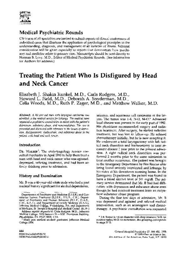 (PDF) Treating the patient who is disfigured by head and neck cancer