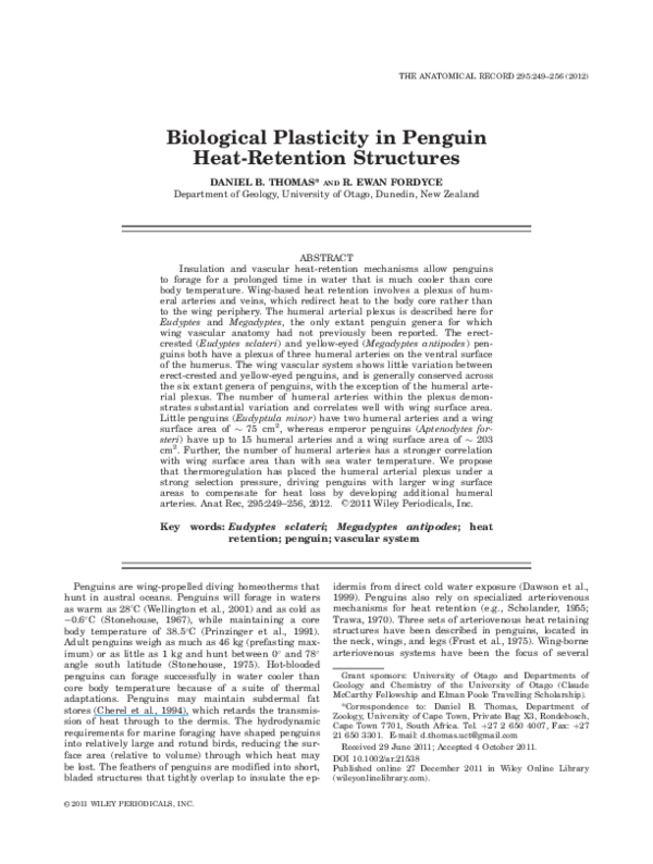 (PDF) Biological Plasticity in Penguin Heat-Retention Structures