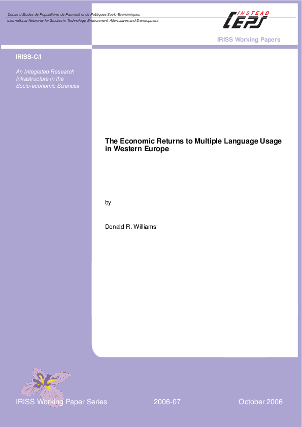 (PDF) The Economic Returns to Multiple Language Usage in Western Europe