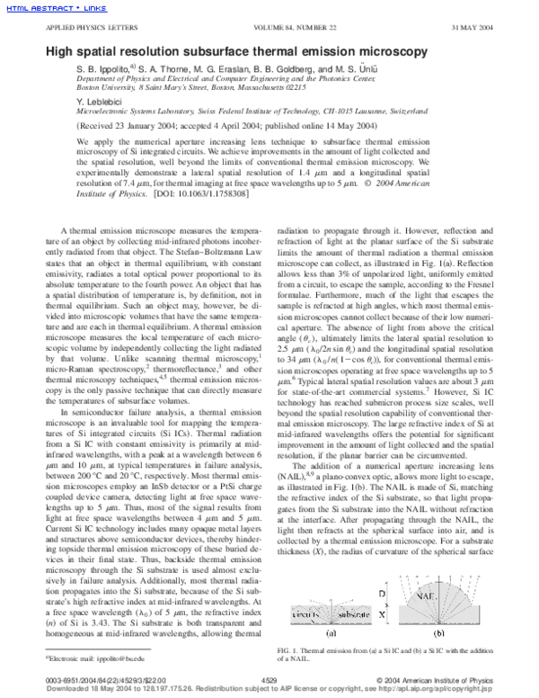 (PDF) High spatial resolution subsurface thermal emission microscopy
