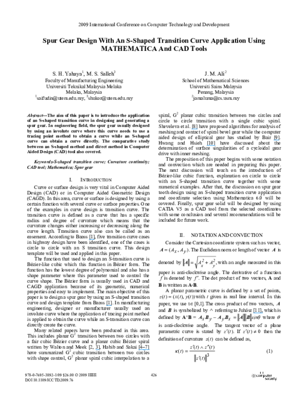 Spur Gear Design With an S-shaped Transition Curve Application Using MATHEMATICA and CAD Tools