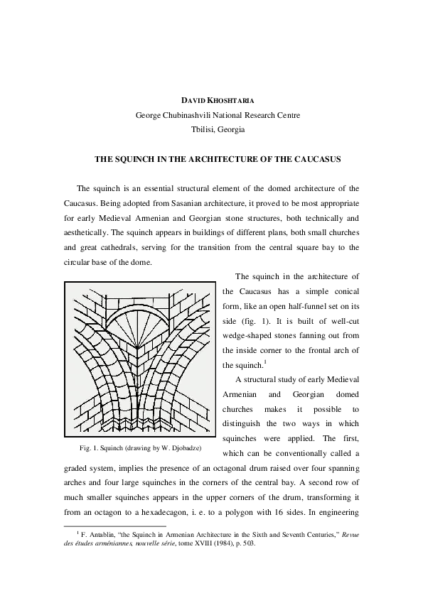 (PDF) THE SQUINCH IN THE ARCHITECTURE OF THE CAUCASUS