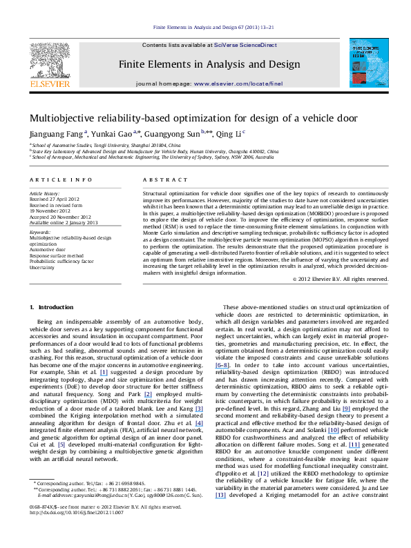Pdf Multi Objective Reliability Based Optimization Of Prestressed Concrete Beams