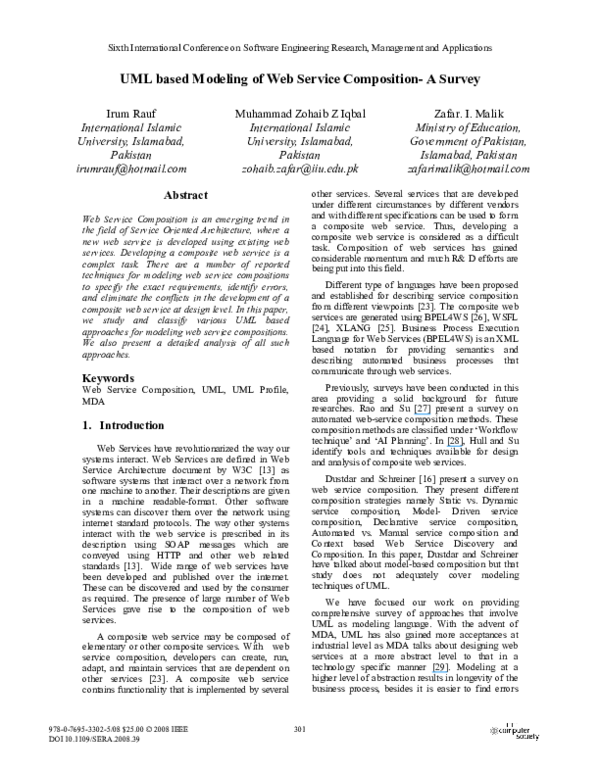 Pdf Uml Based Modeling Of Web Service Composition A Survey