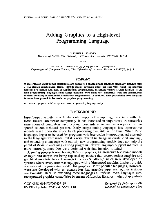 (PDF) Adding graphics to a high-level programming language (PDF) Adding graphics to a high-level programming language