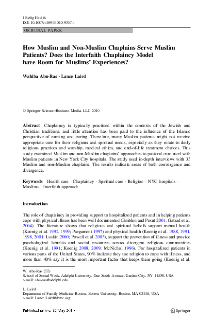 (PDF) How Muslim and Non-Muslim Chaplains Serve Muslim Patients? Does ...