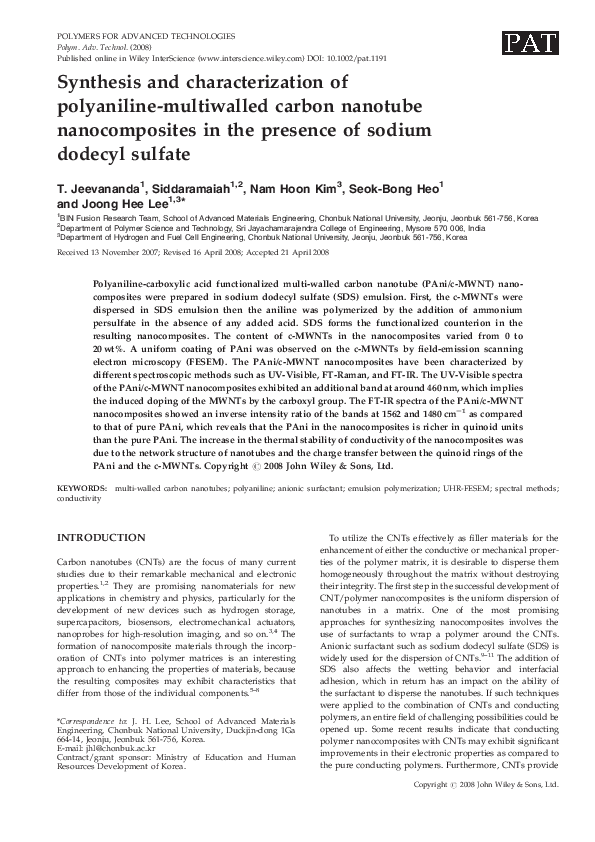 (PDF) Synthesis and characterization of polyaniline rubber composites