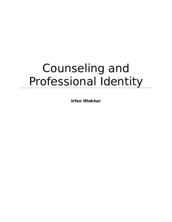 (DOC) Counseling and Professional Identity
