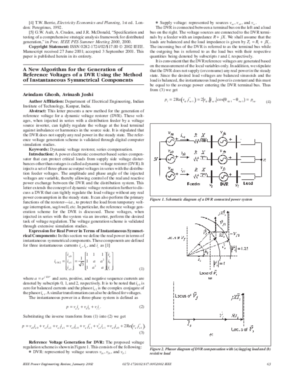Pdf A New Algorithm For The Generation Of Reference Voltages Of A Dvr