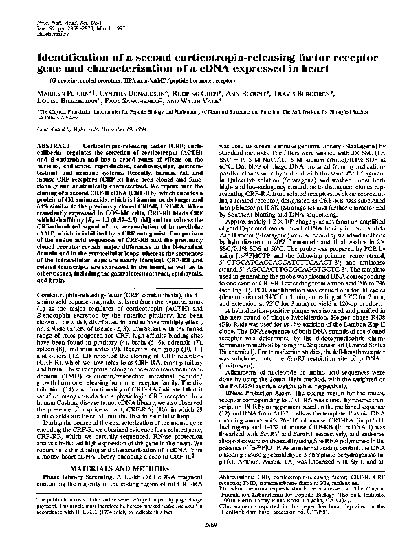 (PDF) Identification of a Second Corticotropin-Releasing Factor ...