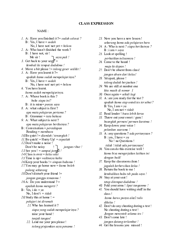 (DOC) CLASS EXPRESSION