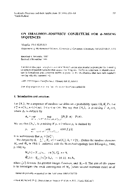 (PDF) On Ibragimov-Iosifescu conjecture for [phi]-mixing sequences