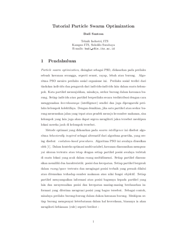 (PDF) Tutorial Particle Swarm Optimization