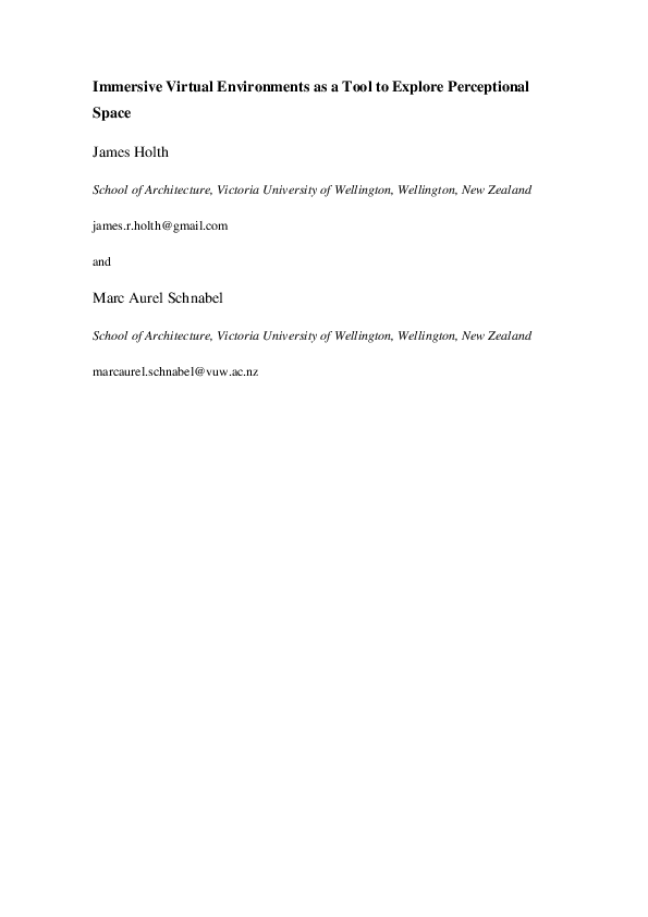 (PDF) Immersive Virtual Environments as a Tool to Explore Perceptional ...