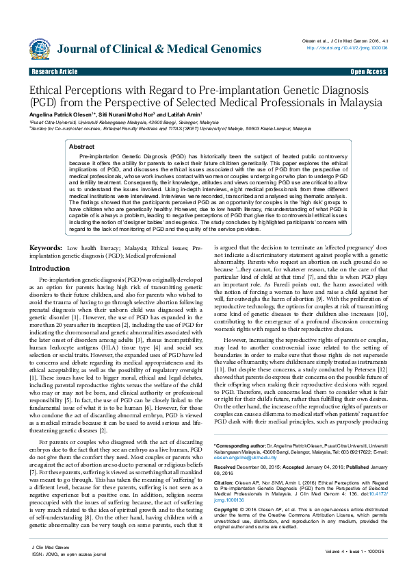 (PDF) Ethical Perceptions with Regard to Pre-implantation Genetic ...