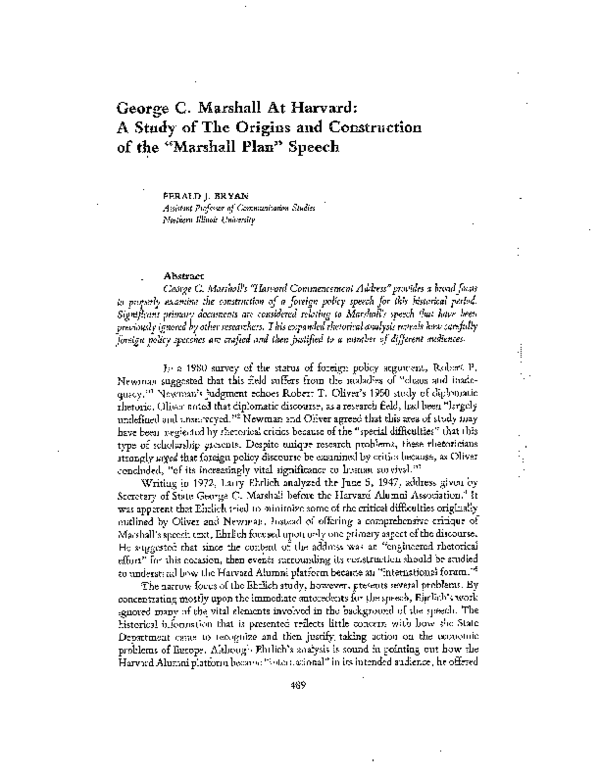 (PDF) George C. Marshall at Harvard: A Study of the Origins and ...