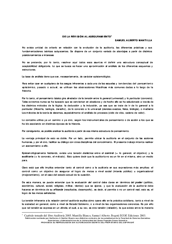 Revisisons pour le control