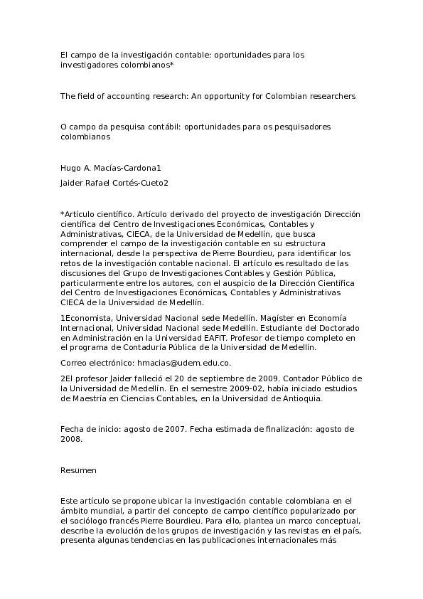 (DOC) El campo de la investigacion contable