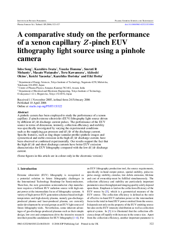 (PDF) A comparative study on the performance of a xenon capillary Z ...