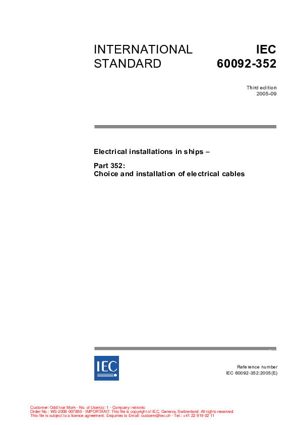 (PDF) Electrical installations in ships – Part 352: Choice and ...