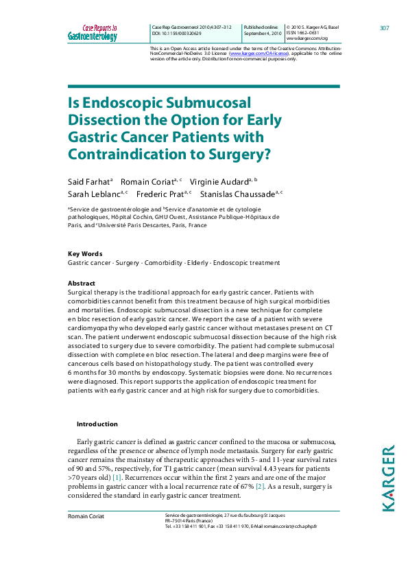 (PDF) Is Endoscopic Submucosal Dissection the Option for Early Gastric Cancer Patients with ...