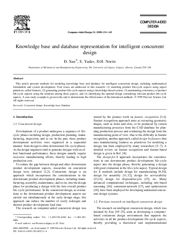 Pdf Knowledge Base And Database Representation For Intelligent Concurrent Design