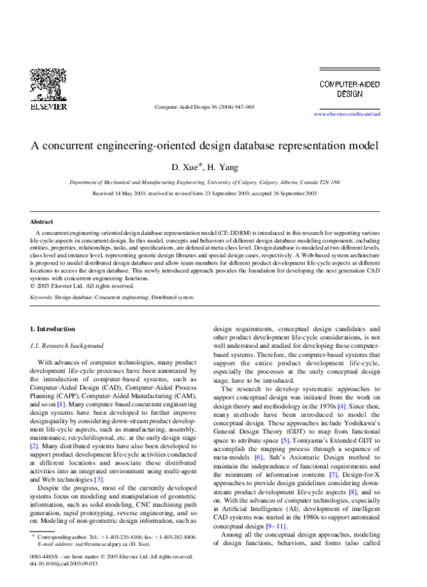 (PDF) A concurrent engineering-oriented design database representation model