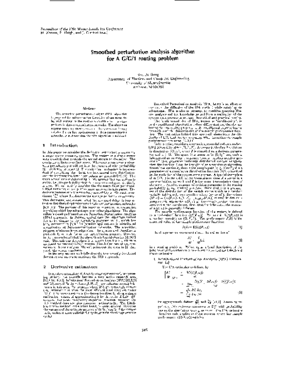 Pdf Smoothed Perturbation Analysis Algorithm For A Gg1 Routing Problem