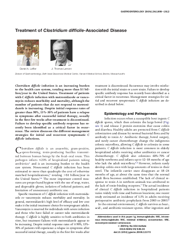 (PDF) Treatment of Clostridium difficile-Associated Disease